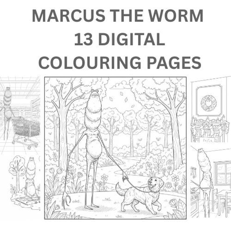 Marcus the Worm VR Chat, 13 Digital Colouring Pages, Printable Coloring ...