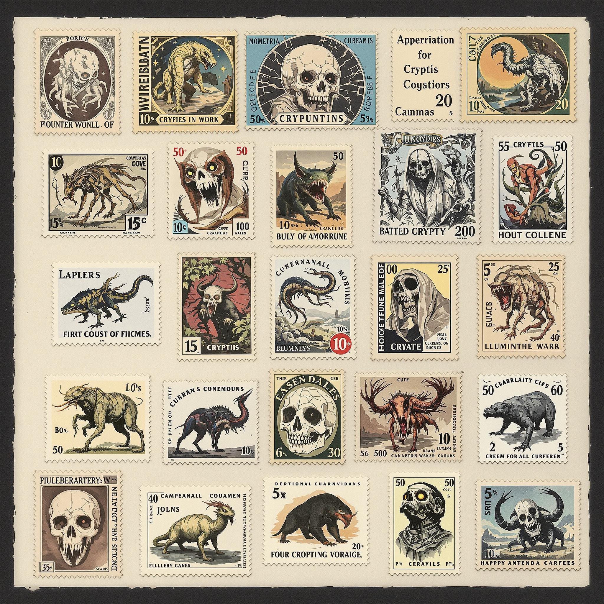 Cryptid & Monster Faux Postage Stamps – Printable PDF Set - Etsy