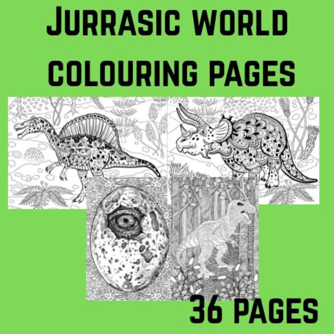 Jurassic World Dinosaur Colouring Pages for Adults – 36 Intricate ...
