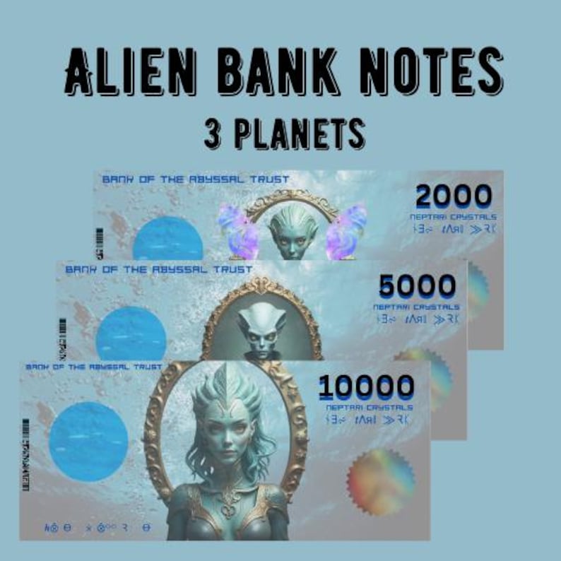 Printable Alien Banknotes | Sci-fi Currency, Mars, Saturn, Neptune (PDF ...