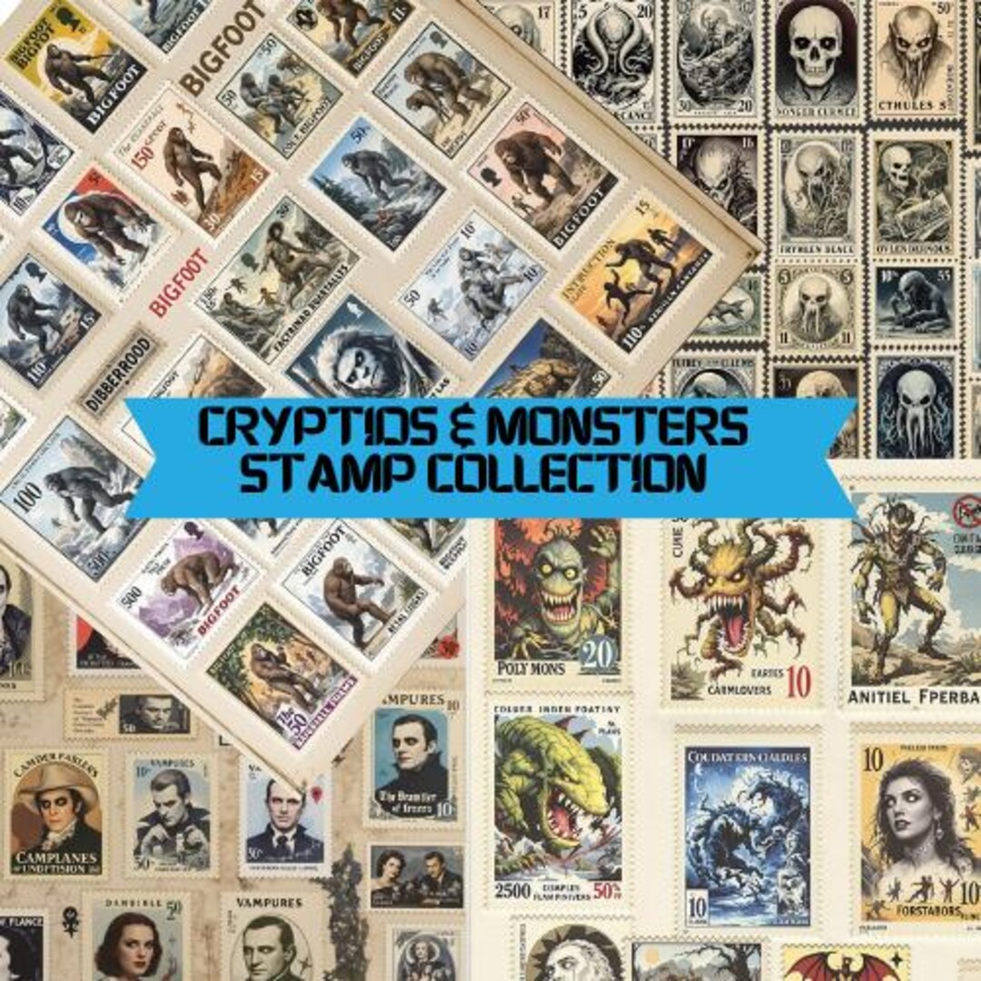 Cryptid & Monster Faux Postage Stamps – Printable PDF Set - Etsy