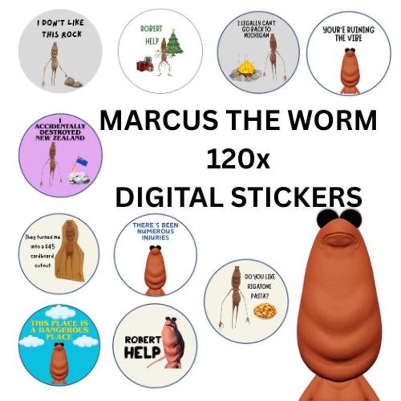 120 Marcus Worm Quote Stickers | Funny Marcus Quotes | Digital Download ...