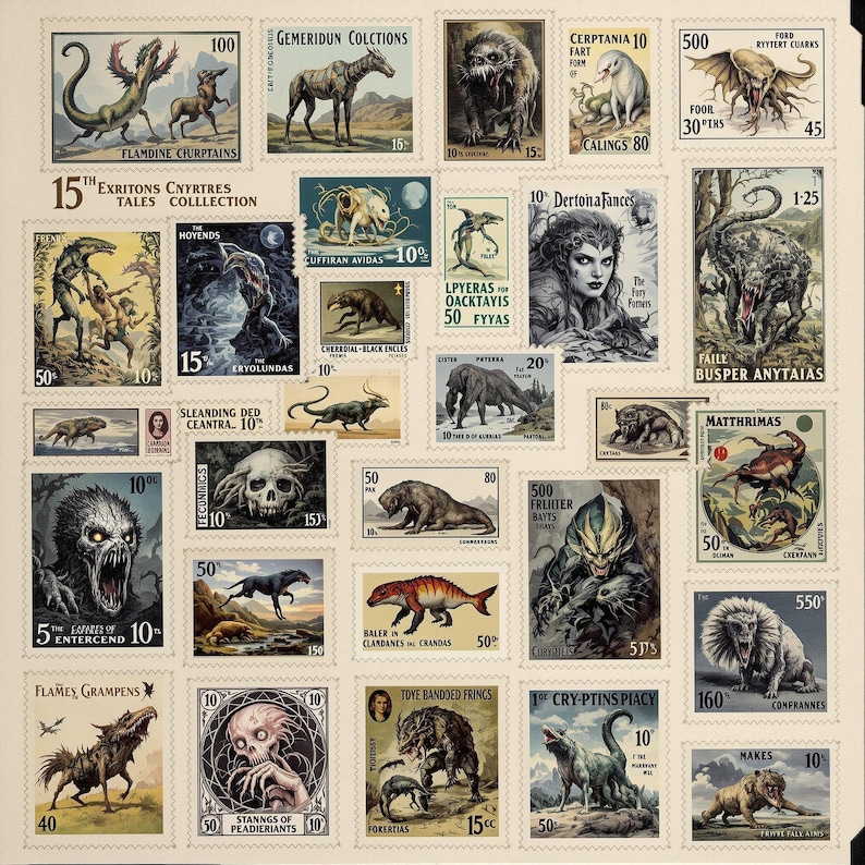 Cryptid & Monster Faux Postage Stamps – Printable PDF Set - Etsy