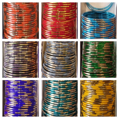 12 Pieces Multi Color Good Quality Simple Plain Metal Bangle | Etsy