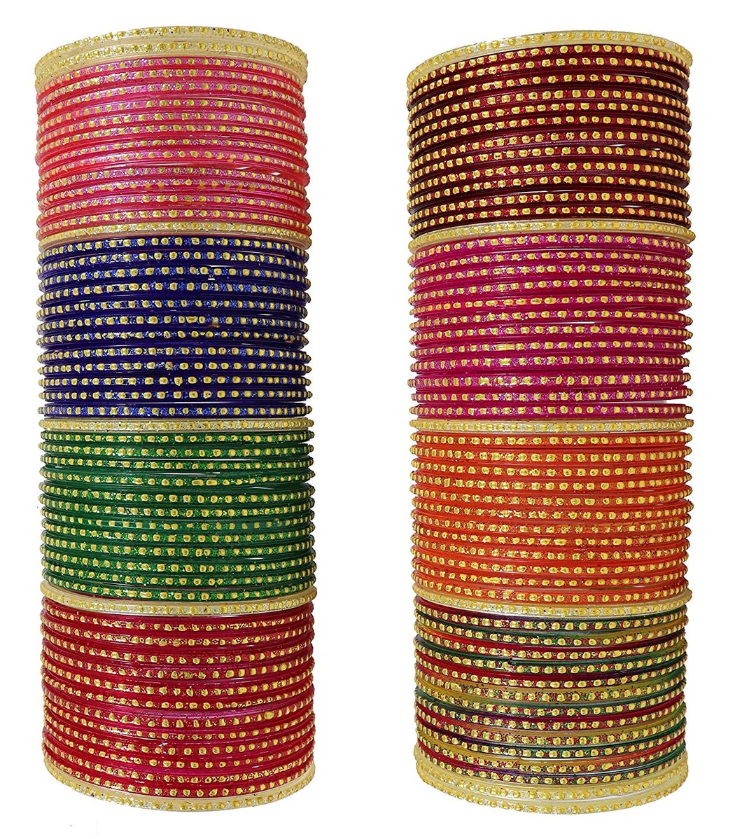 Bulk of Wholesale Lot of 8 Multi Color Bangle Set per Color 12 Glass ...