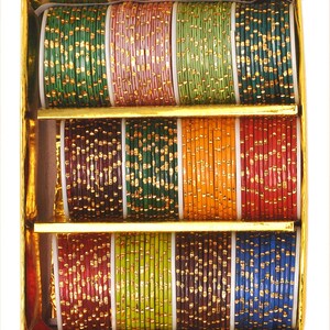 Traditional 12 Color Multicolor Lovely Glass Bangle Set for Women ...