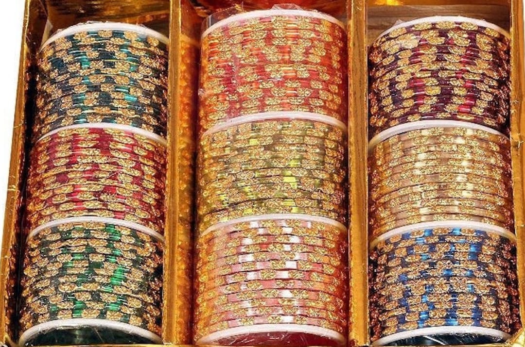 9 Multi Color Bangle Set per Color 12 Glass Bangle Set Party Wear for ...