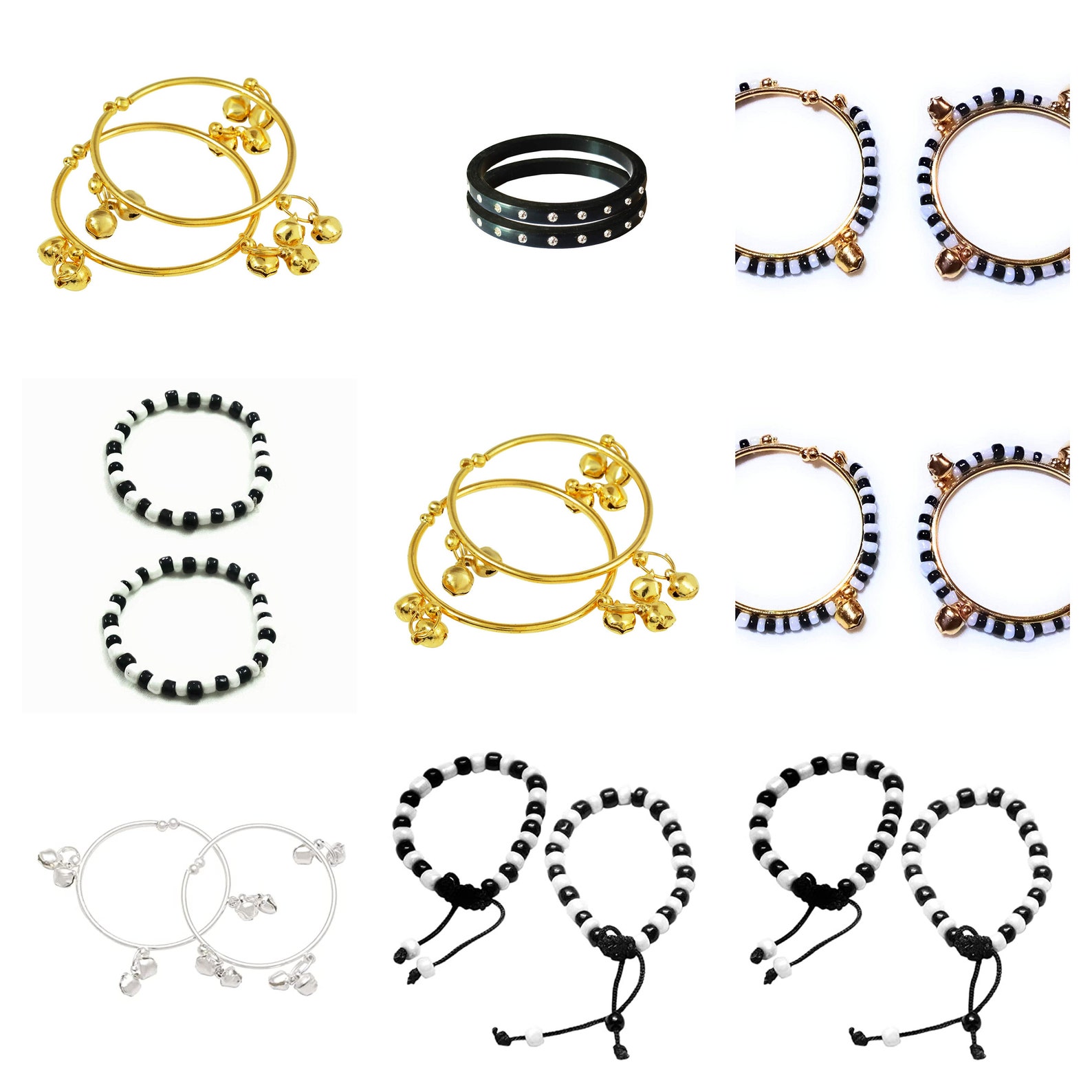 Multi Design Plastic Bangleblack & White Beads or Golden - Etsy