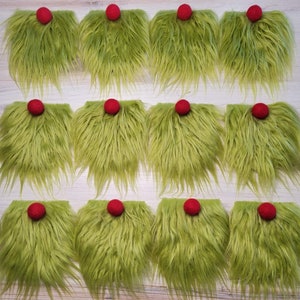 Grinchy Green Faux Fur Beard 12 Pack With 12 Red Pom Noses - Etsy