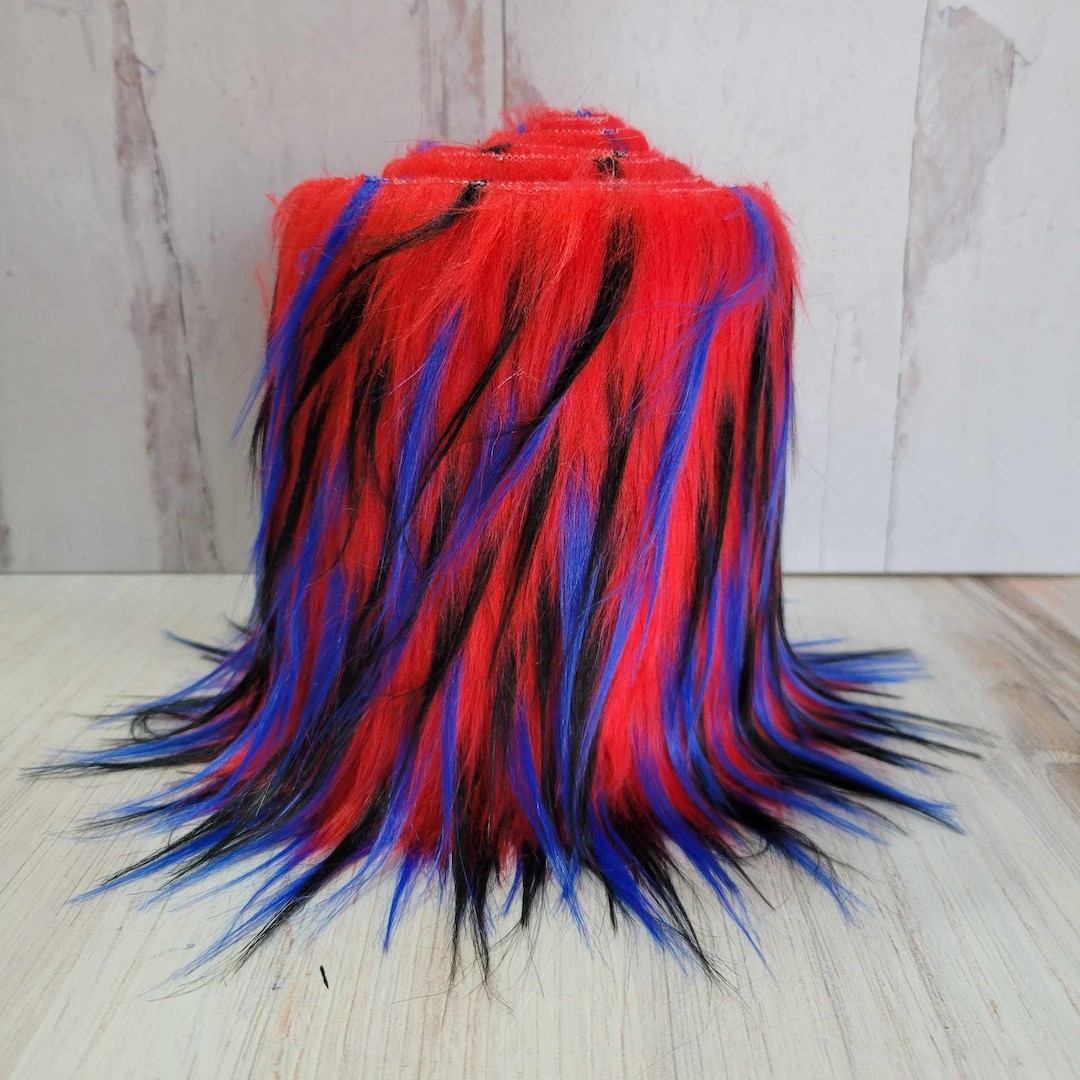 Red, Blue, Black Tri Color Spike Luxury Faux Fur Trim - Gnome Craft Fur ...