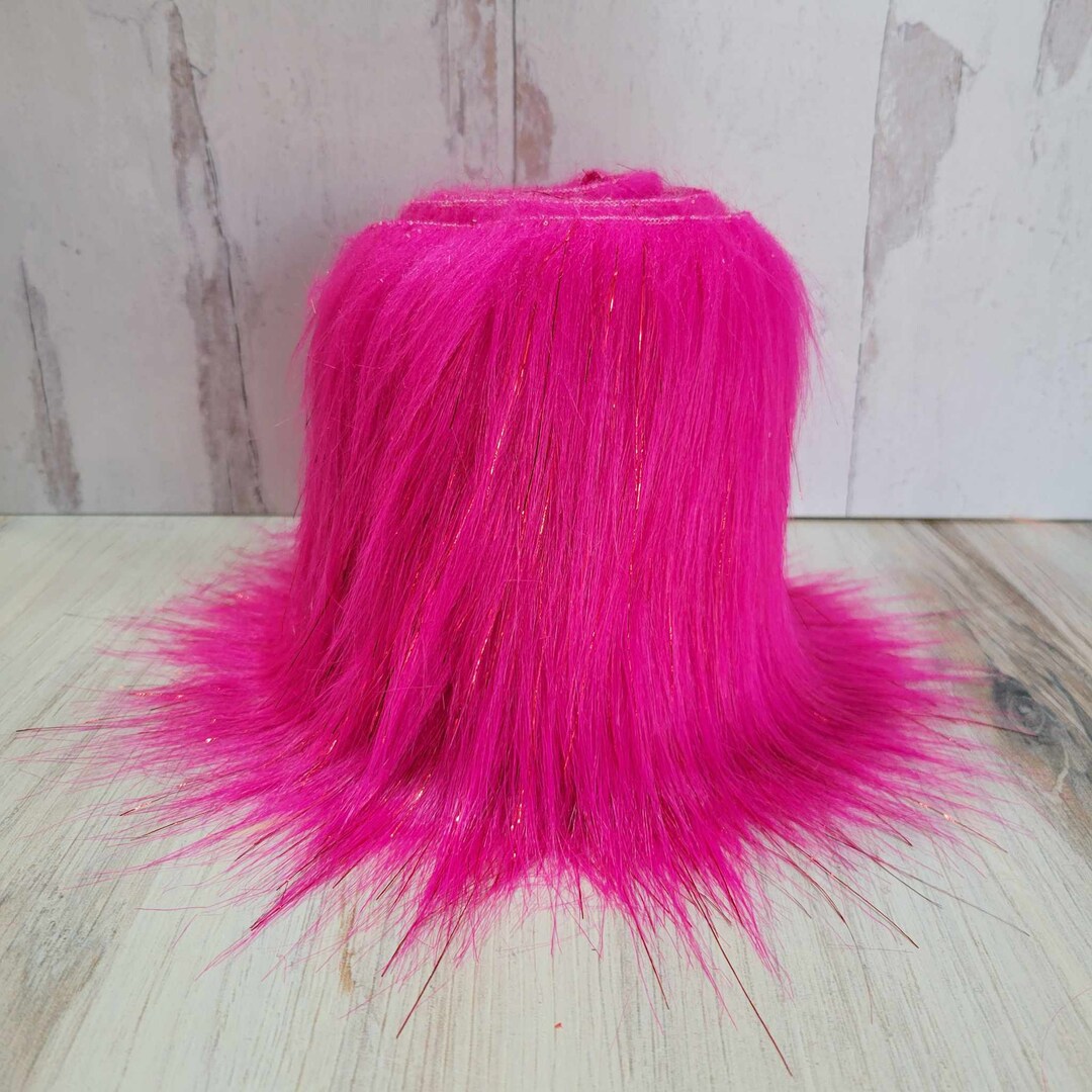 Fushia Pink Tinsel Long Pile Luxury Faux Fur Trim - Gnome Craft Fur ...