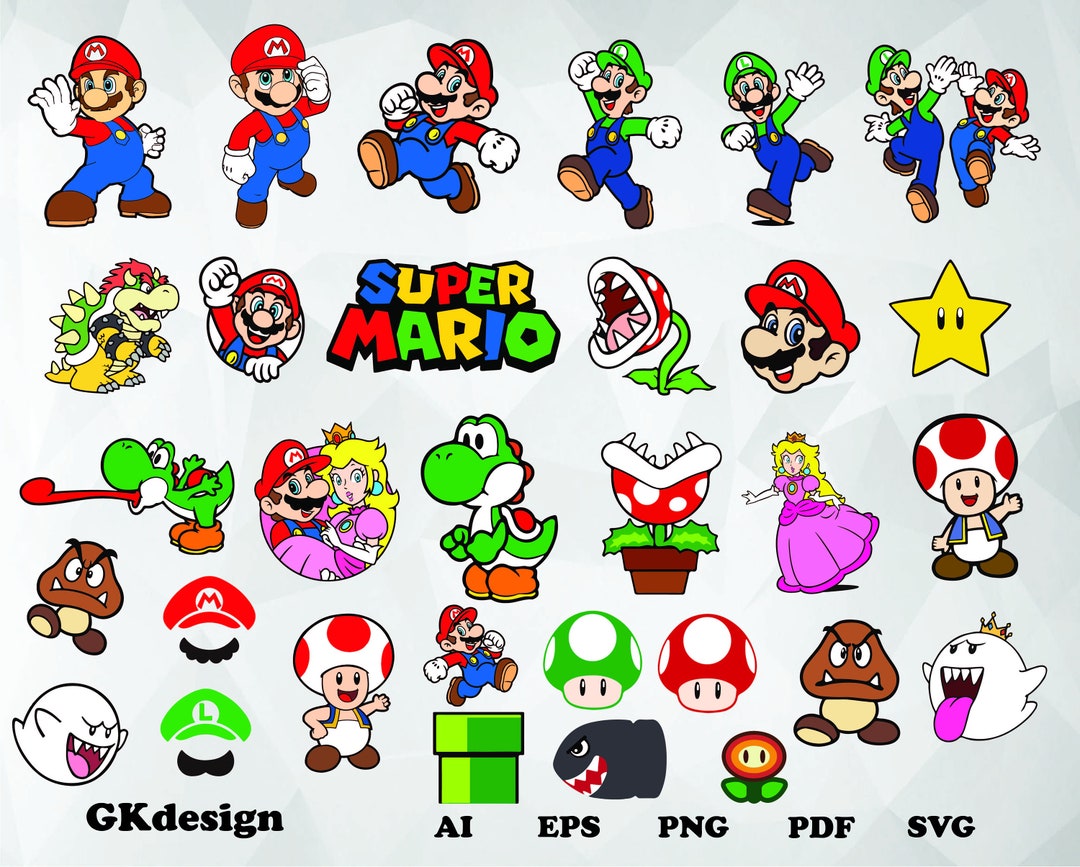 Super Mario Funny And Creative Illustrations Svg Pdf Eps Ai Png Etsy
