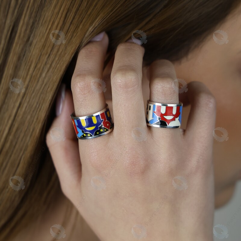 Enamel Band Ring - Etsy
