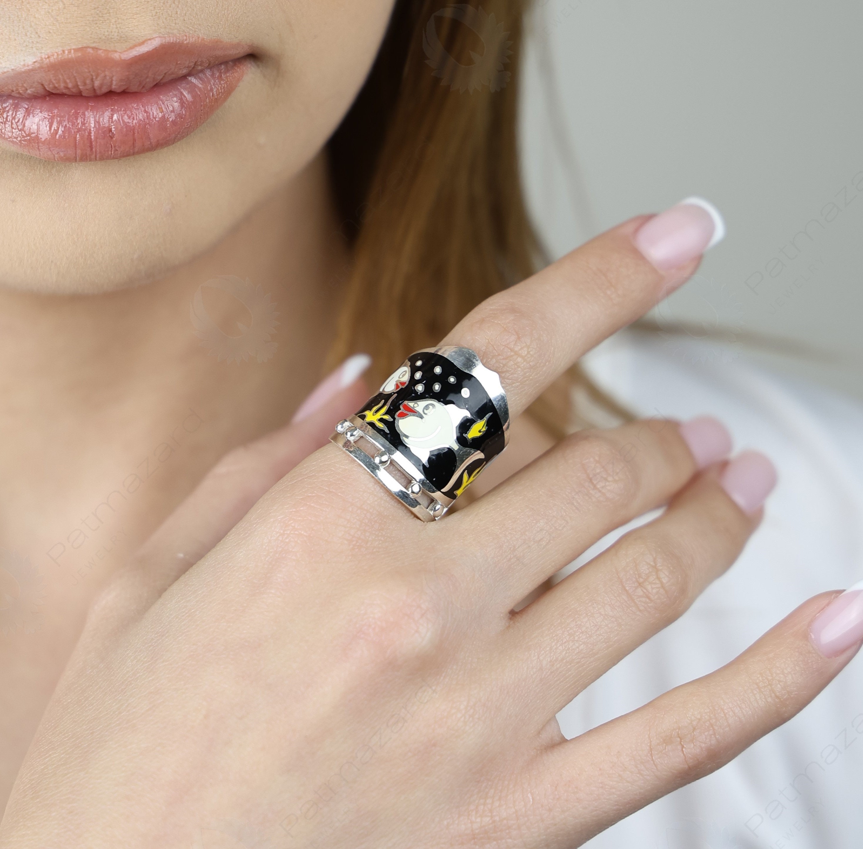 Enamel Fish Ring Enamel Bohemian Ring Handmade Fish Ring Handcrafted ...