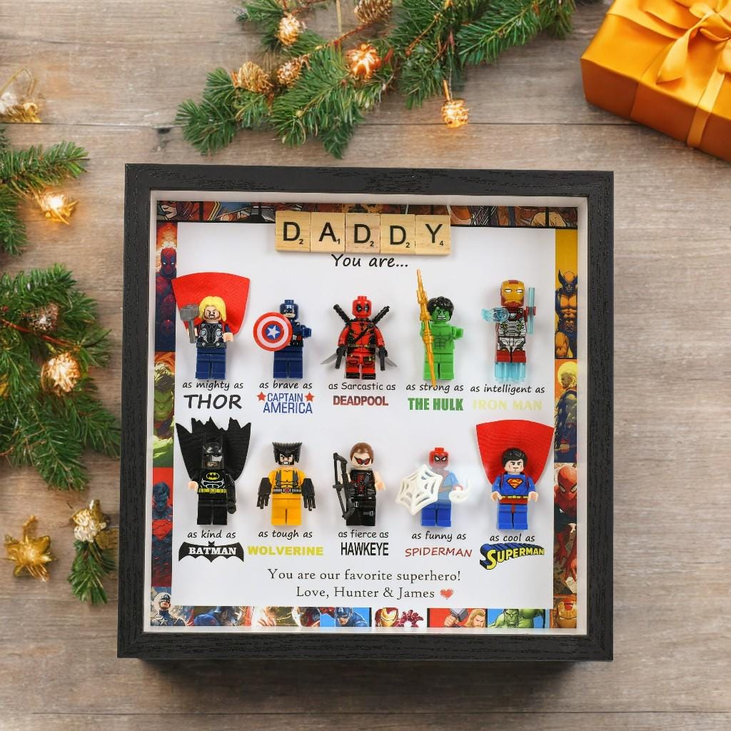 Personalised Superhero Gift for Daddy: Set of 10 Superhero Figures ...