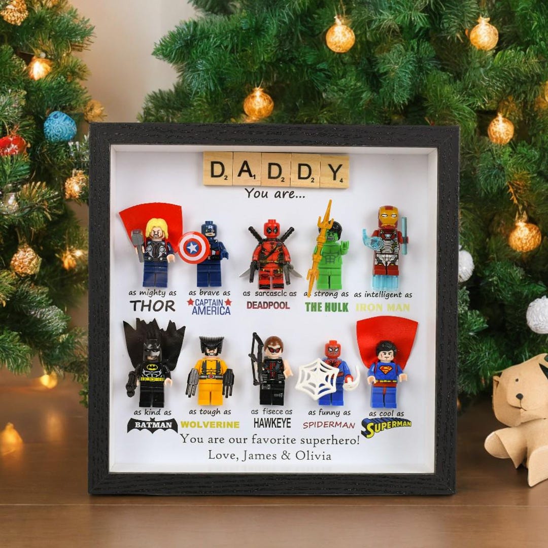 Gifts for Dad: Set of 10 Superhero Figures | Personalised Framed Wall ...