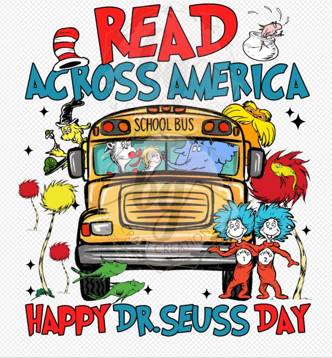 Read-across America Happy Dr Se!uss Day | Su!ess School Bus - Etsy