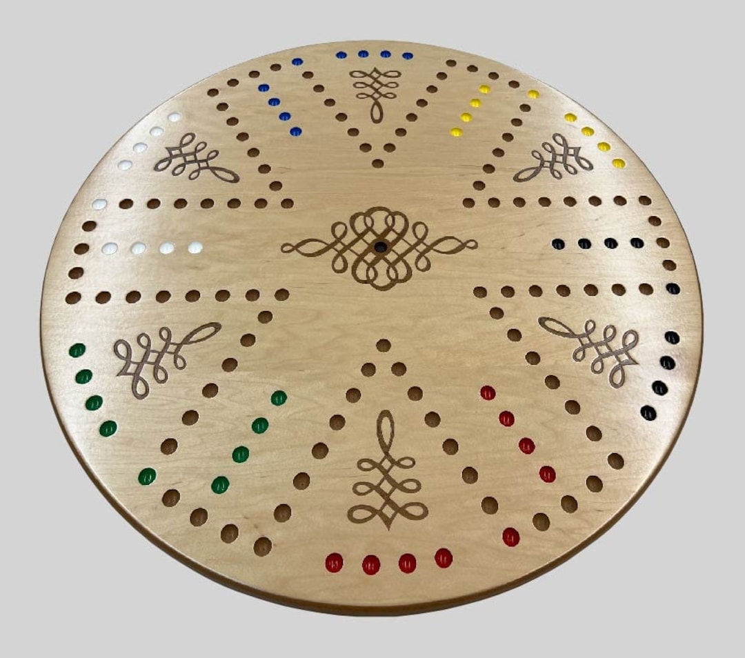 Marbles Board Beautiful Maple Veneer 4&6 Player - Marbles and Card Game ...