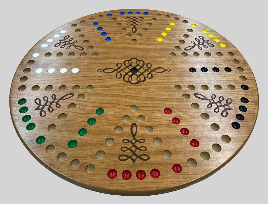 Beautiful Wahoo Board Game With Dice and Marbles Cherry Veneer 4&6 ...
