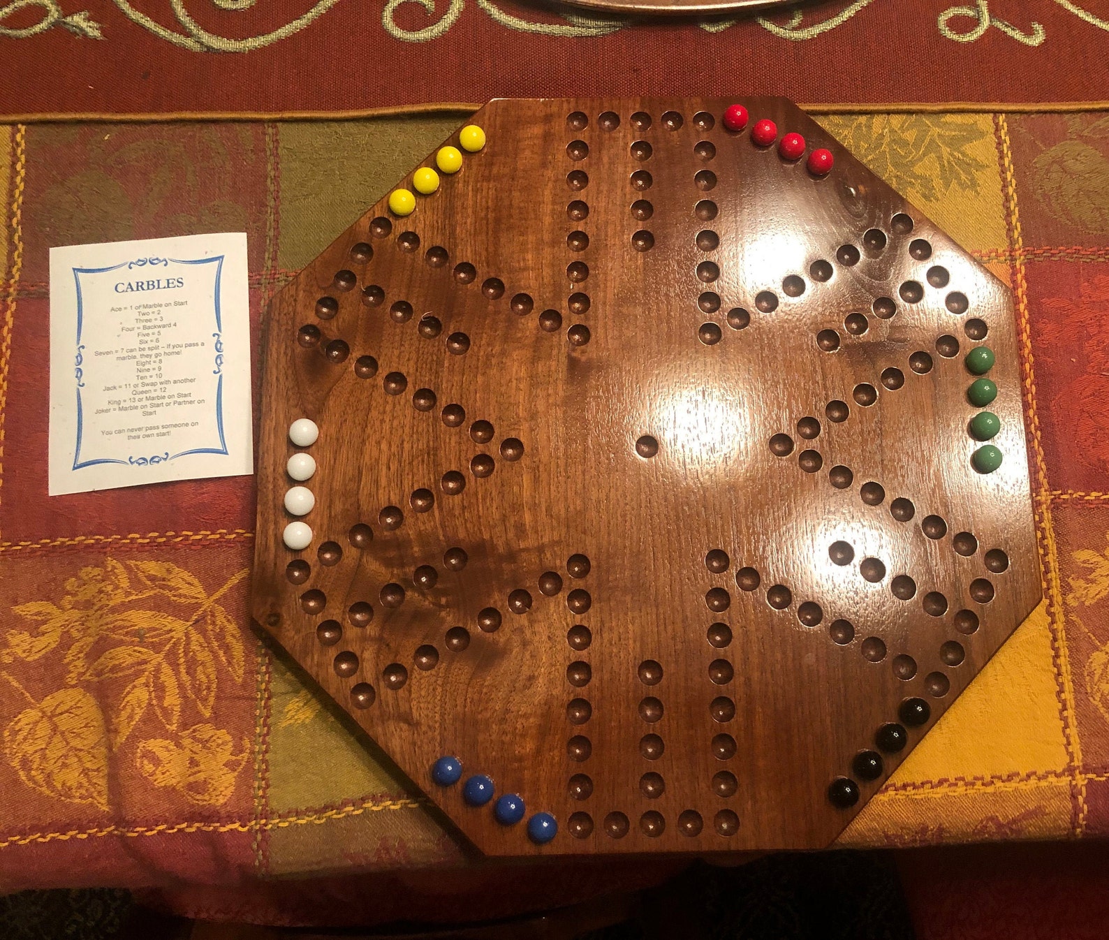 Marbles Game Double Sided 46 Player Marbles and Card Game - Etsy