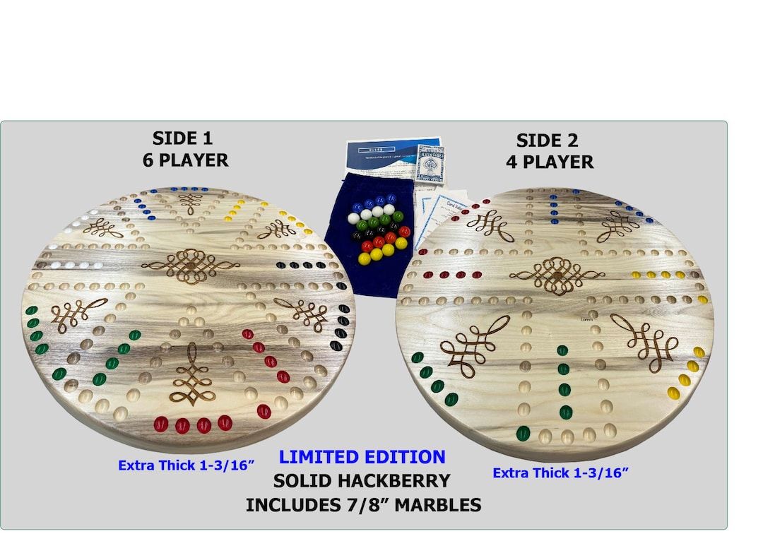 Marbles Board Beautiful Limited Edition Solid Hackberry 4&6 Player ...