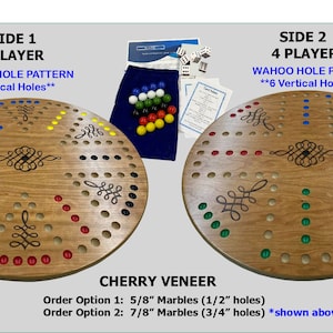Beautiful Wahoo Board Game With Dice and Marbles Cherry Veneer 4&6 ...
