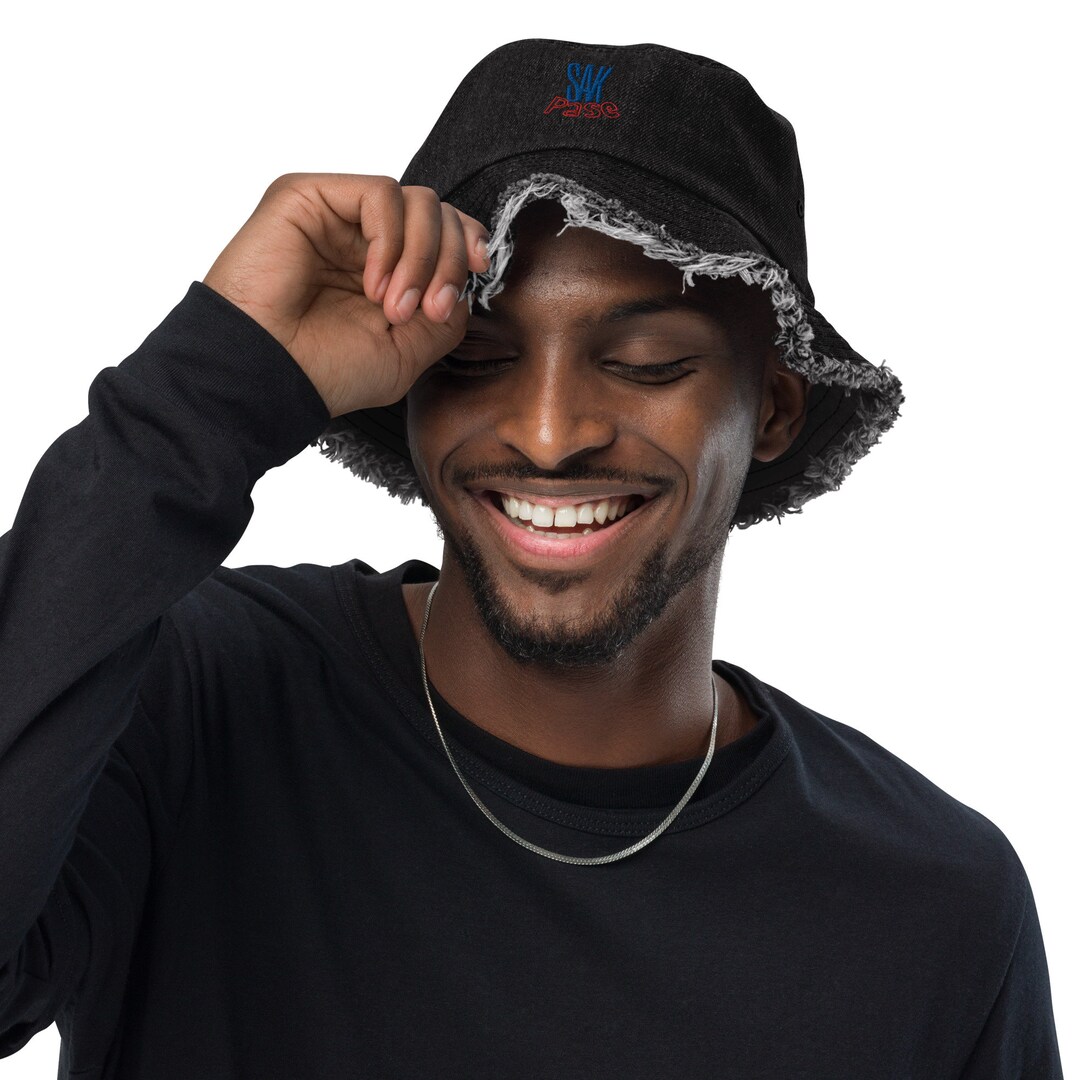 Sak Pase Haitian Distressed Denim Bucket Hat - Etsy