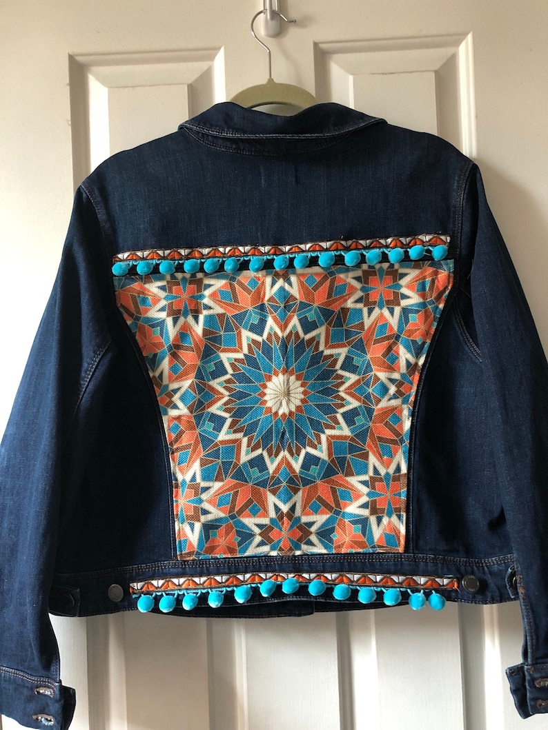 Turquoise Trim Boho/hippie Jean Jacket - Etsy UK