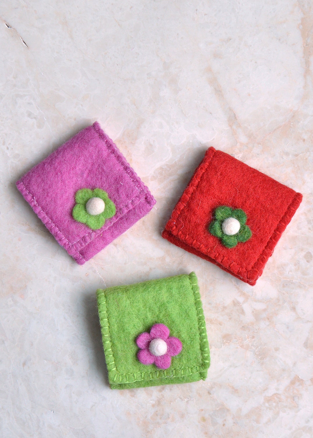 Small Felt Flower Pouches • Handmade Cute Jewellery Packaging • Kids ...