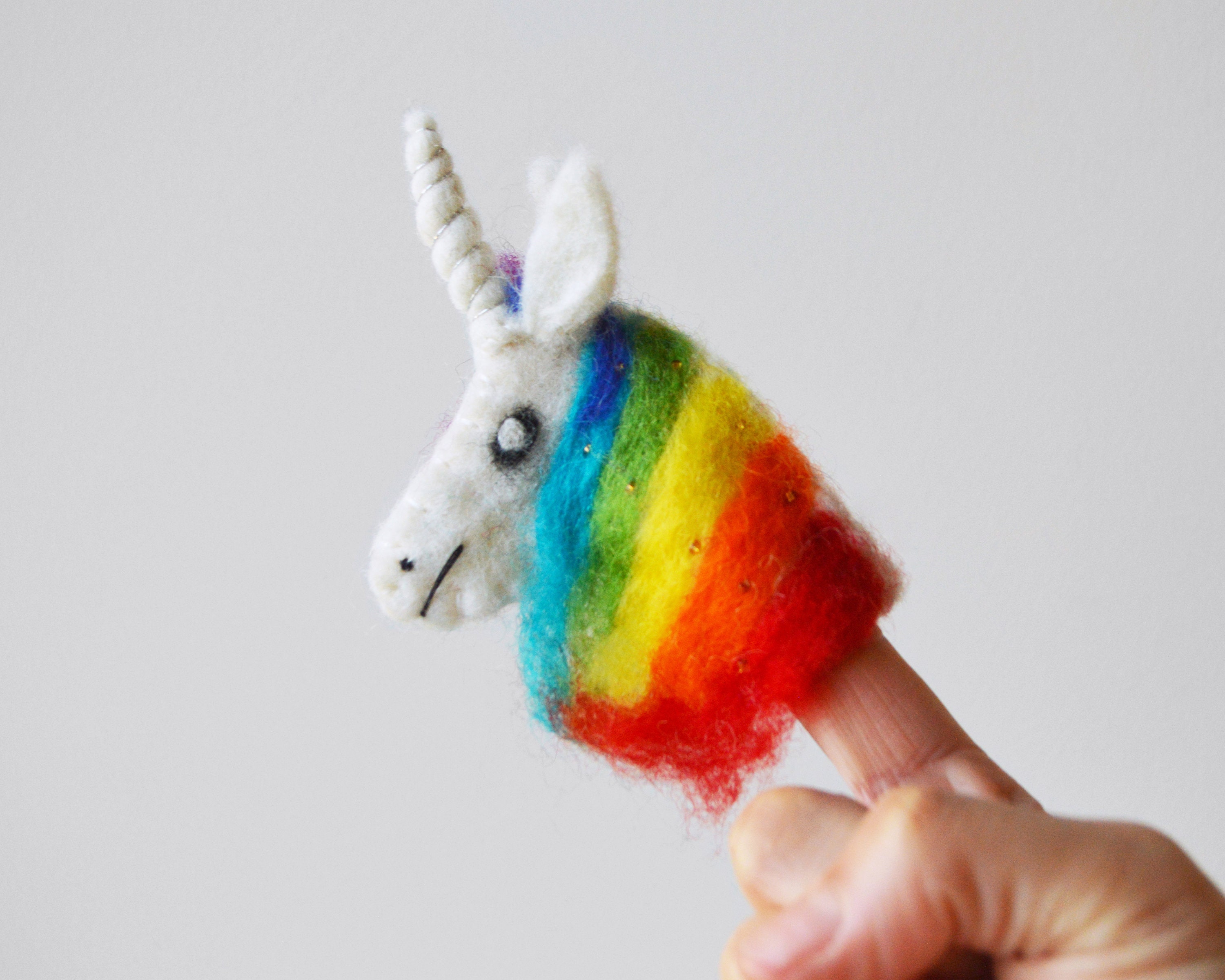 Rainbow Unicorn Finger Puppet • Handmade Cute Felt Toy • Kids Unisex ...