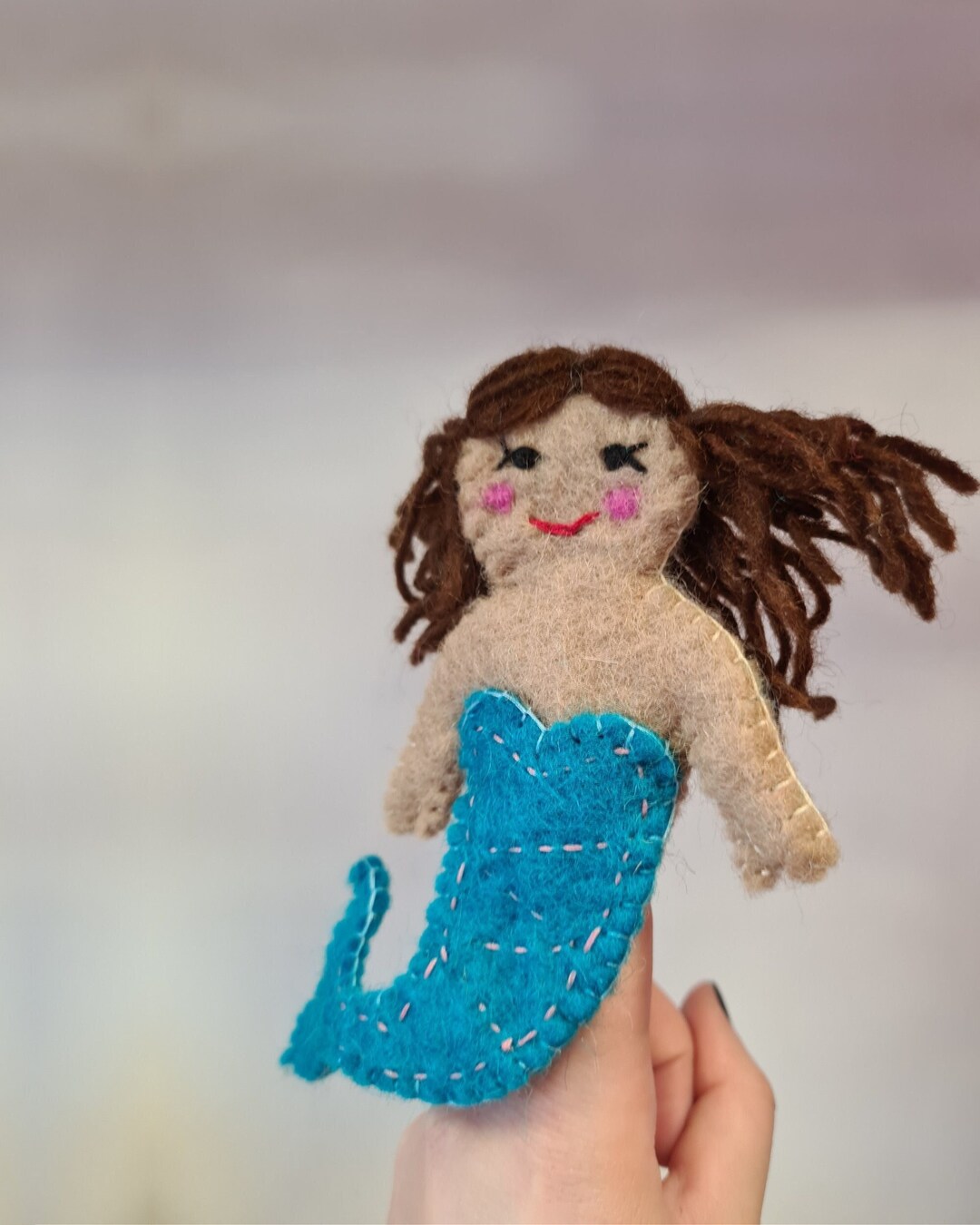 Blue Mermaid Finger Puppet • Kids Storytelling Toy • Lovely Unisex Gift ...