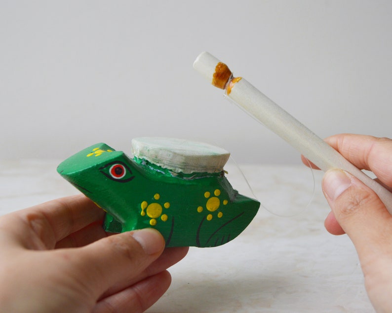 Realistic Frog Noise Instrument • Hand Carved Wooden Frog Croaking Drum ...