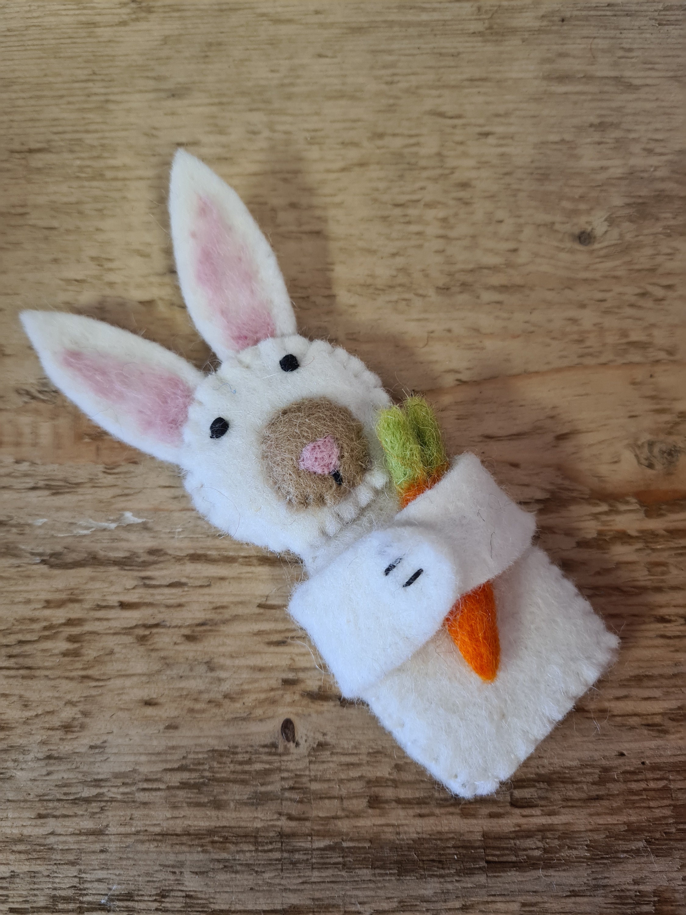 Rabbit Finger Puppet • Handmade Cute Felt Toy - Bunny Carrot • Kids ...