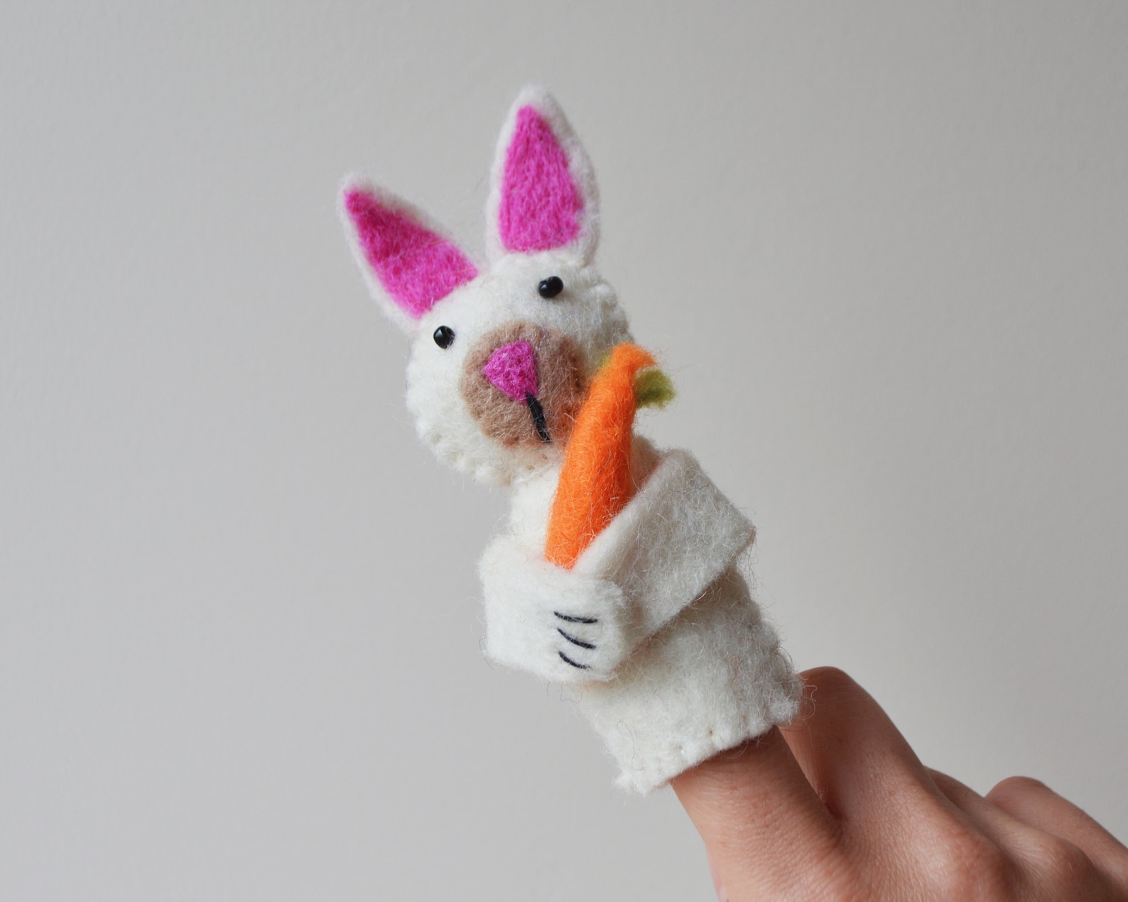 Rabbit Finger Puppet Handmade Cute Felt Toy Bunny Carrot | Etsy