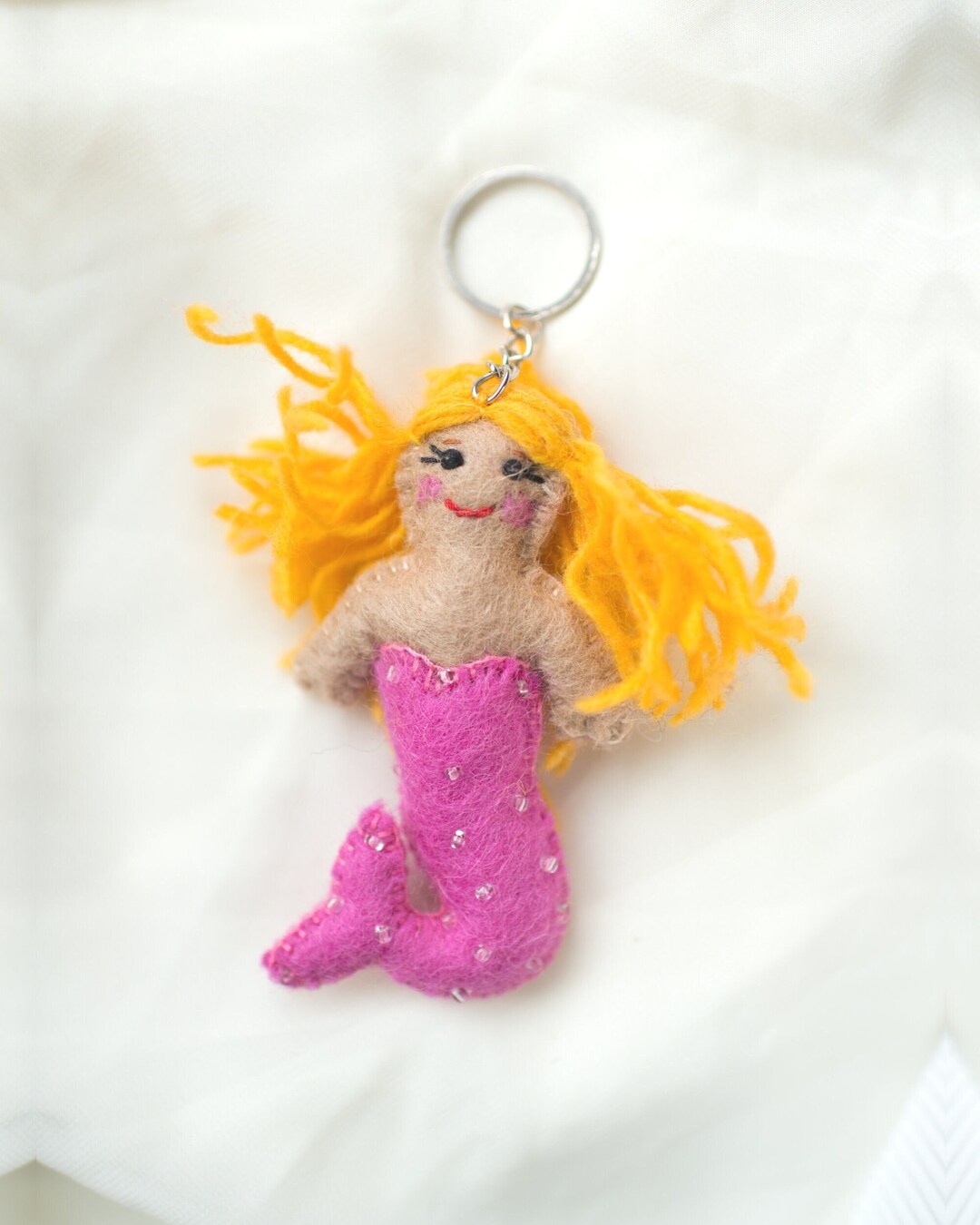 Pink Mermaid Keyring • Handmade in Nepal • Mermaid Keychain Accessory ...