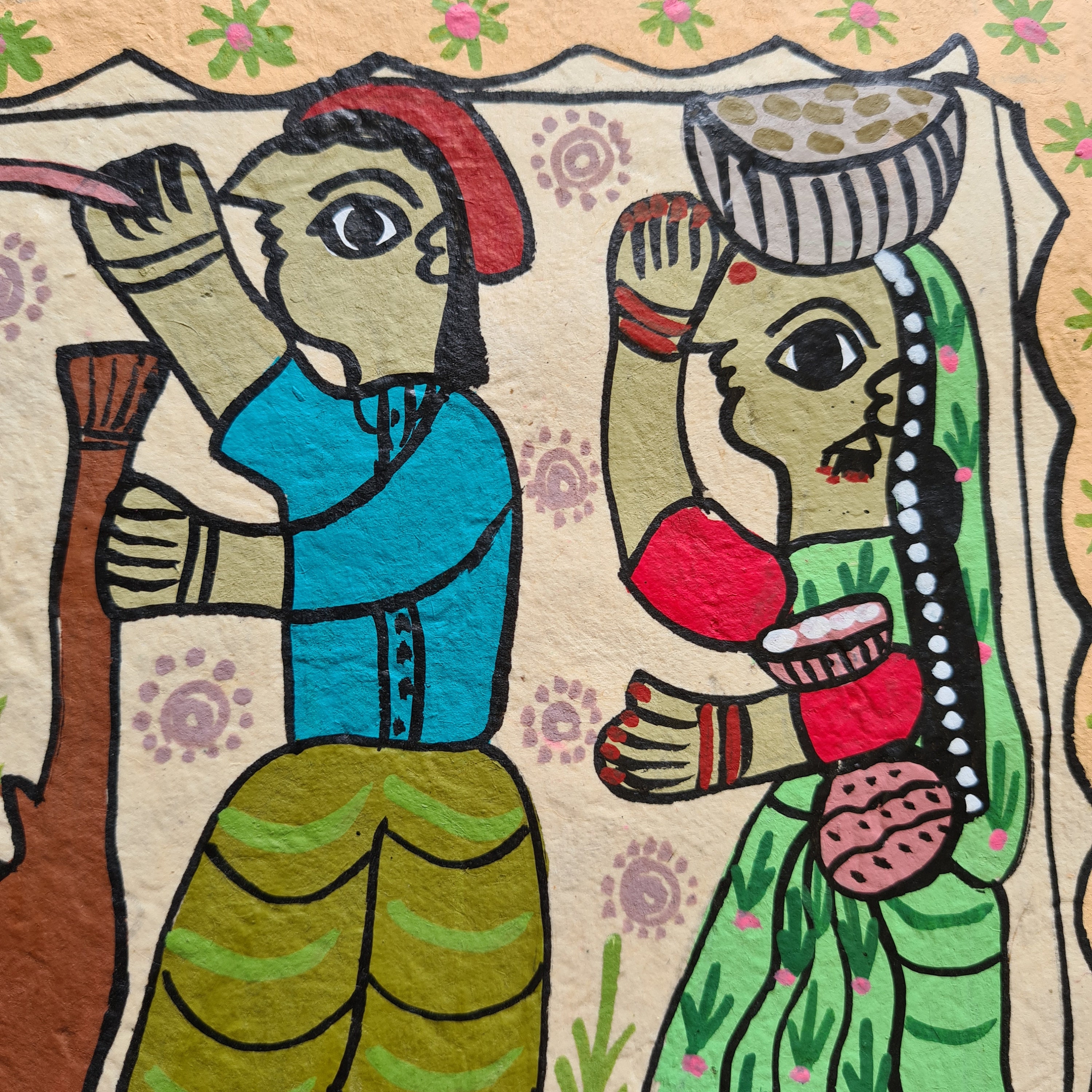 White Madhubani Art From Nepal Small Mithila Painting - Etsy