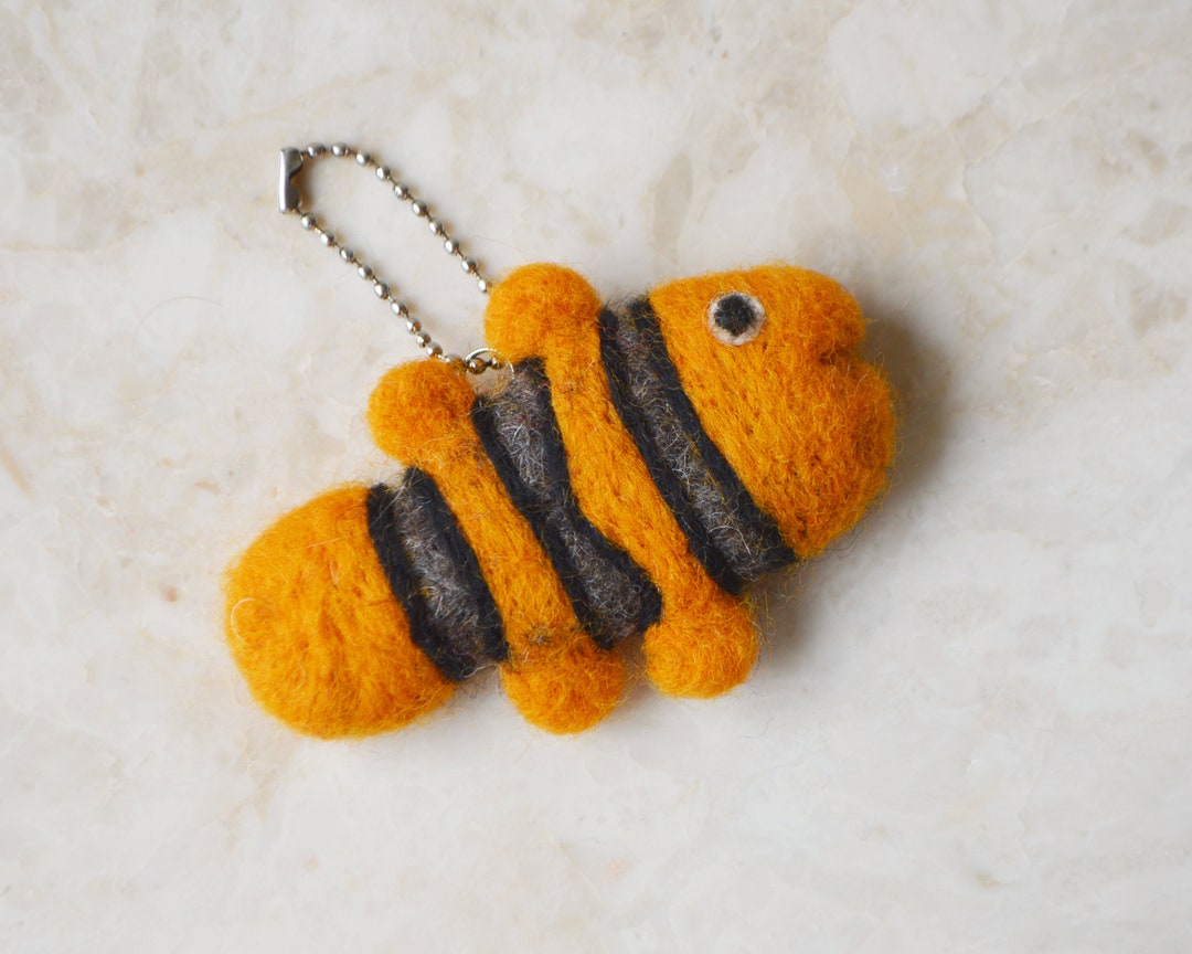 Felt Clown Fish Key Chain • Cute Orange Striped Nemo • Needle Felted ...