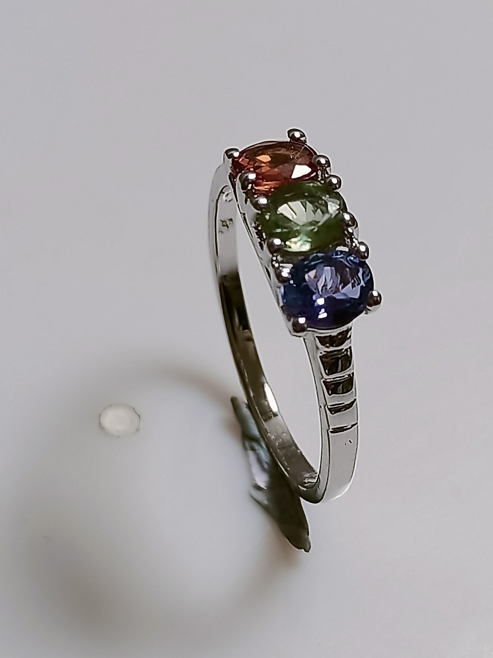 Natural Multi Sapphire Oval Shape Ring,925 Stirling Silver Multi ...