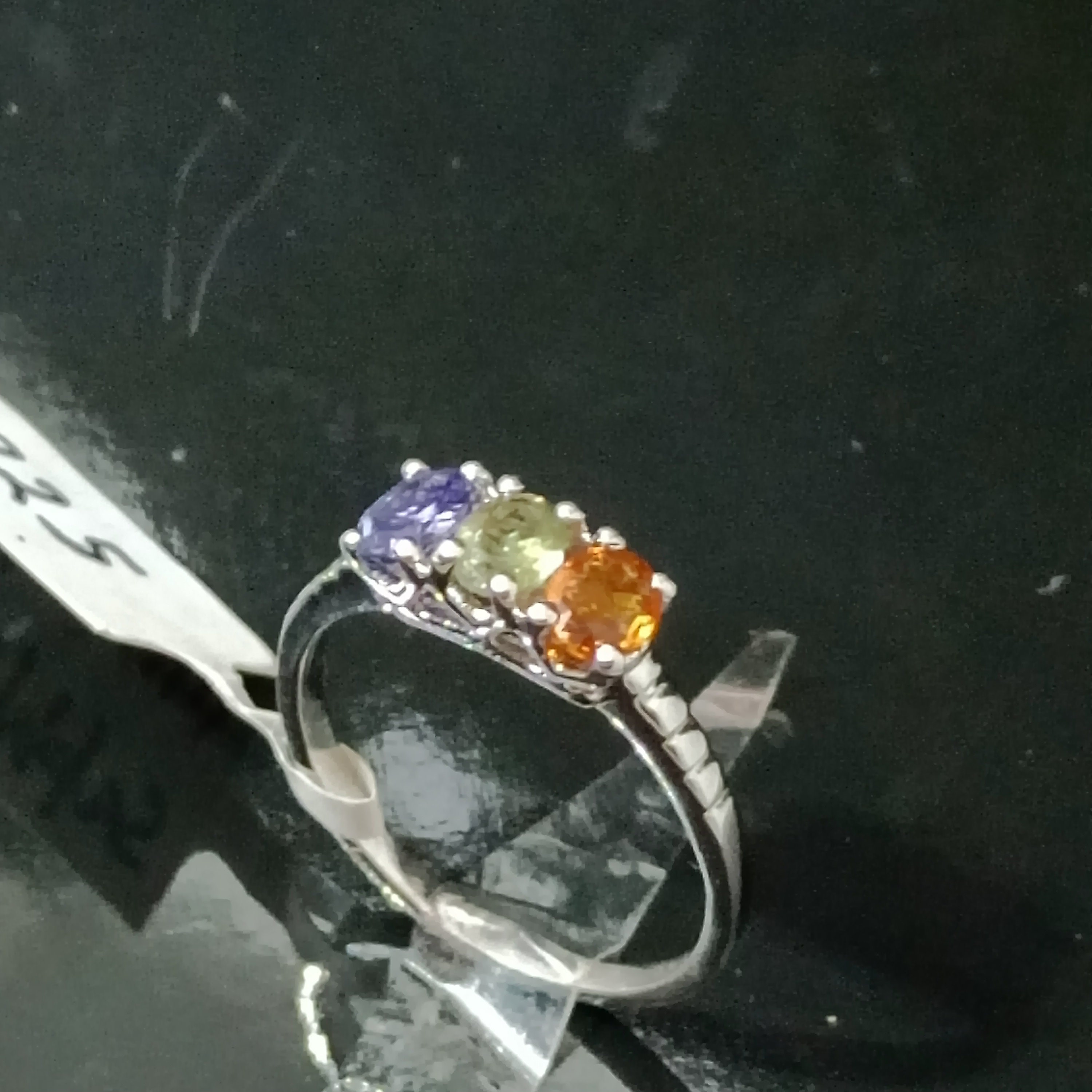 Natural Multi Sapphire Oval Shape Ring,925 Stirling Silver Multi ...