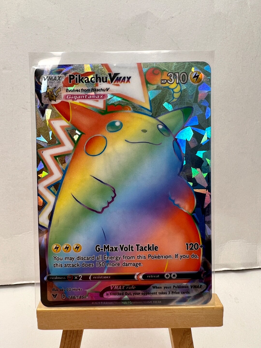 Unofficial Artist Made Rainbow Pikachu Vmax 188/185 Sudomon Full Card ...