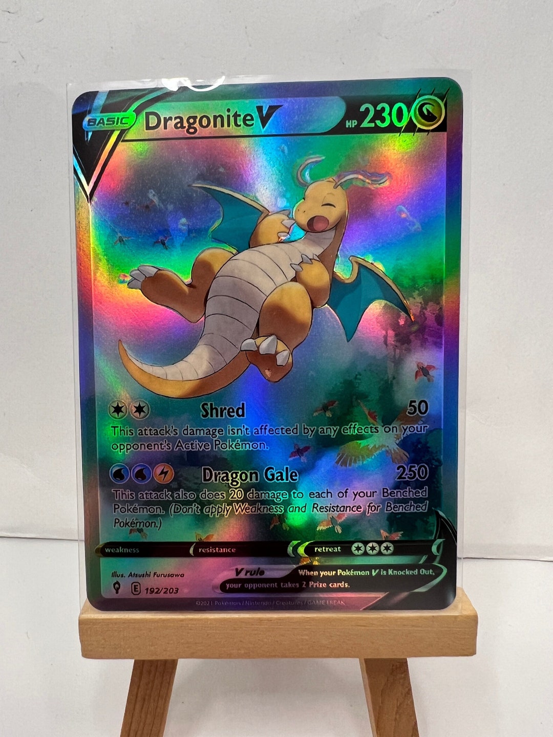 Unofficial Artist Made Dragonite V 192/203 Sudomon Card Holo Foil ...