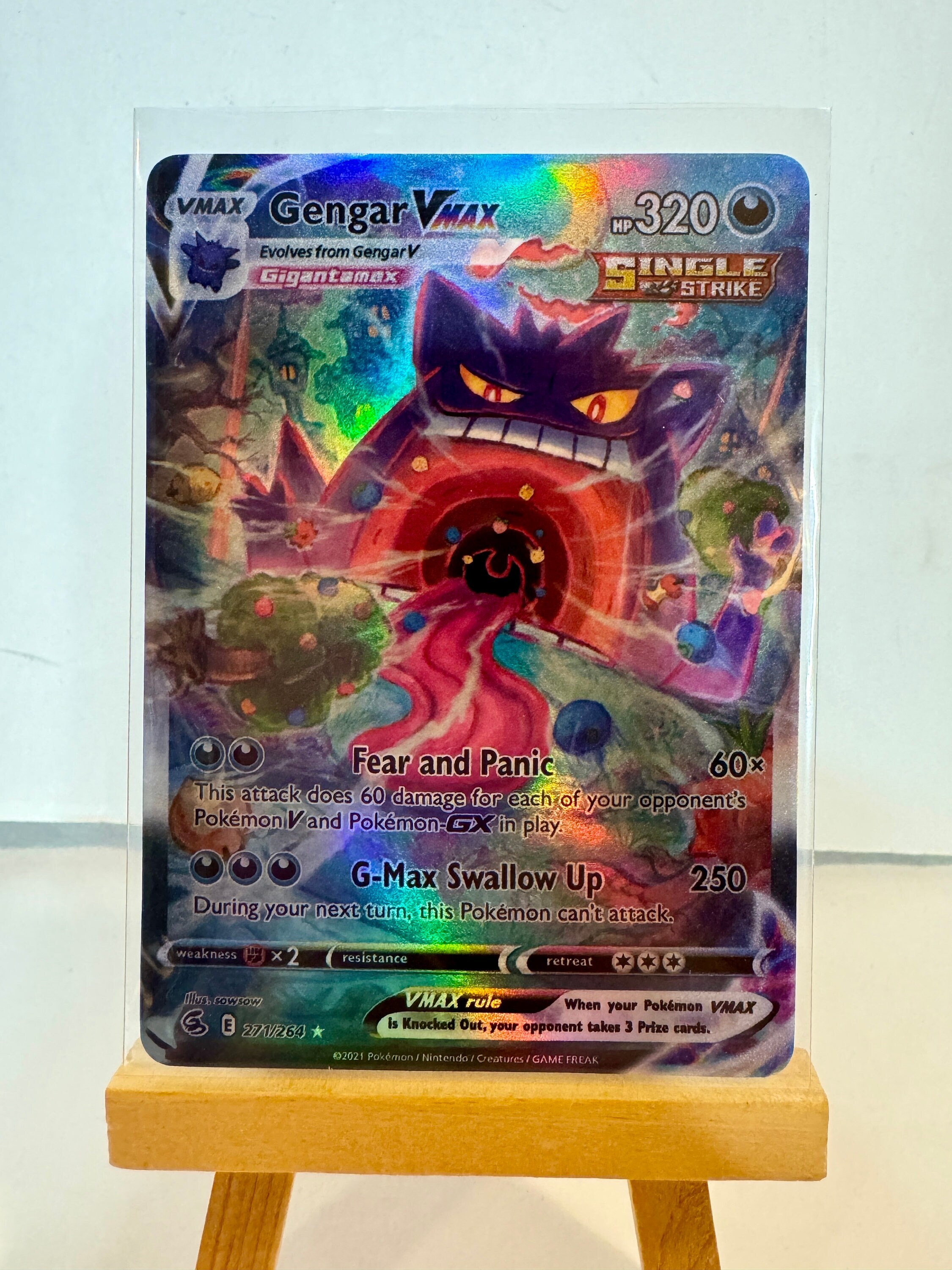 Unofficial Artist Made Gengar VMAX 271/264 Sudomon Plastic Card Holo ...