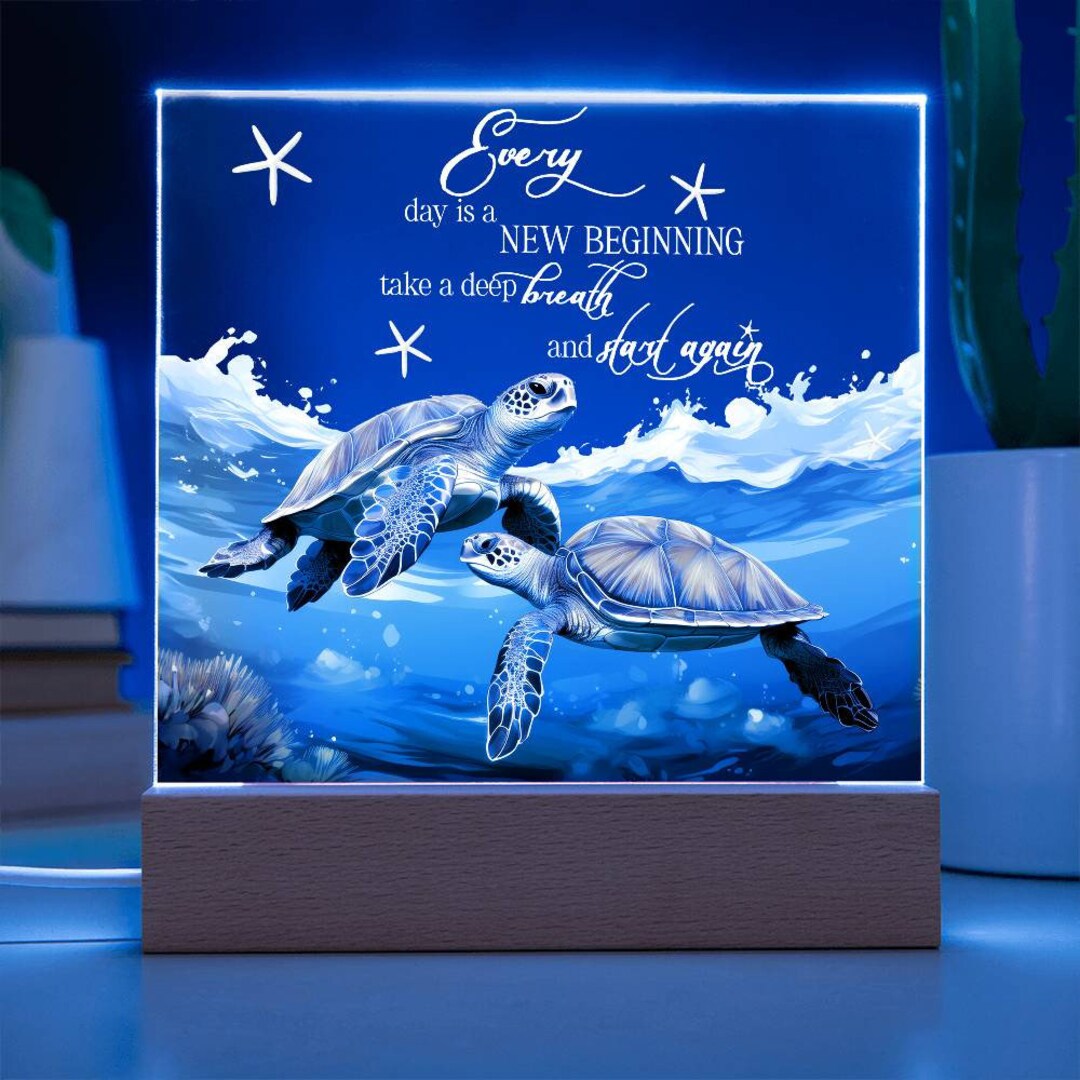 Sea Turtle Home Decor, Ocean Turtle Acrylic Plaque, Turtle Lamp Gift ...