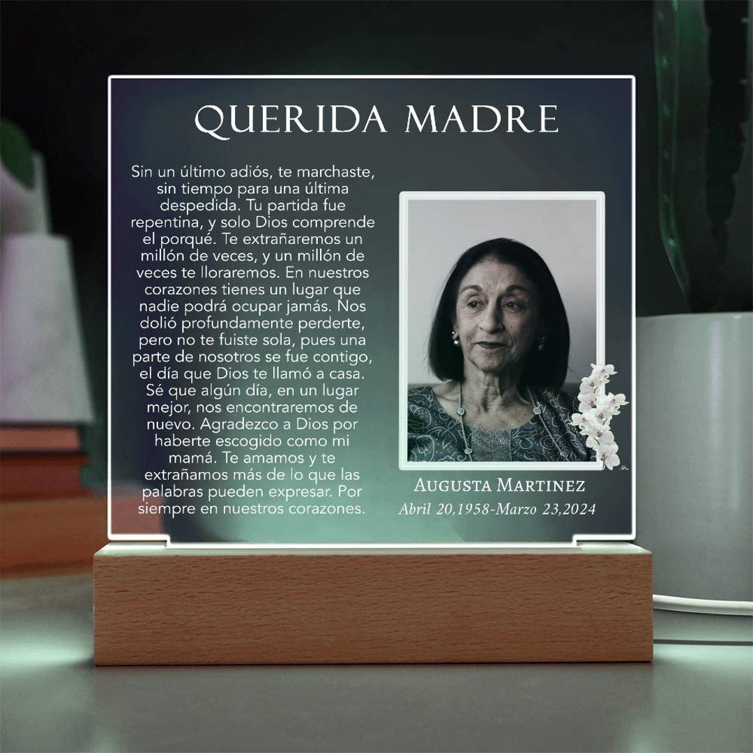 Spanish Memorial Photo Plaque: Loss of Mother Sympathy Gift - Etsy