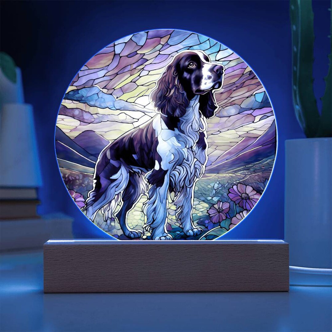 English Springer Spaniel Stained Glass Acrylic Plaque Pet Portrait ...