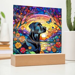 Black Lab Stained Glass Acrylic Plaque: LED Nightlight, Dog Memorial - Etsy