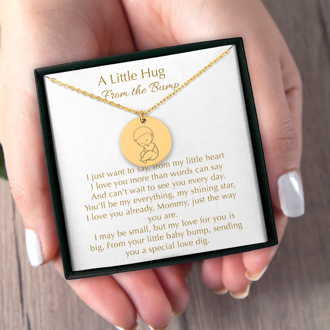 Hug From the Bump Gift for Mom to Be, Personalized Necklace for ...
