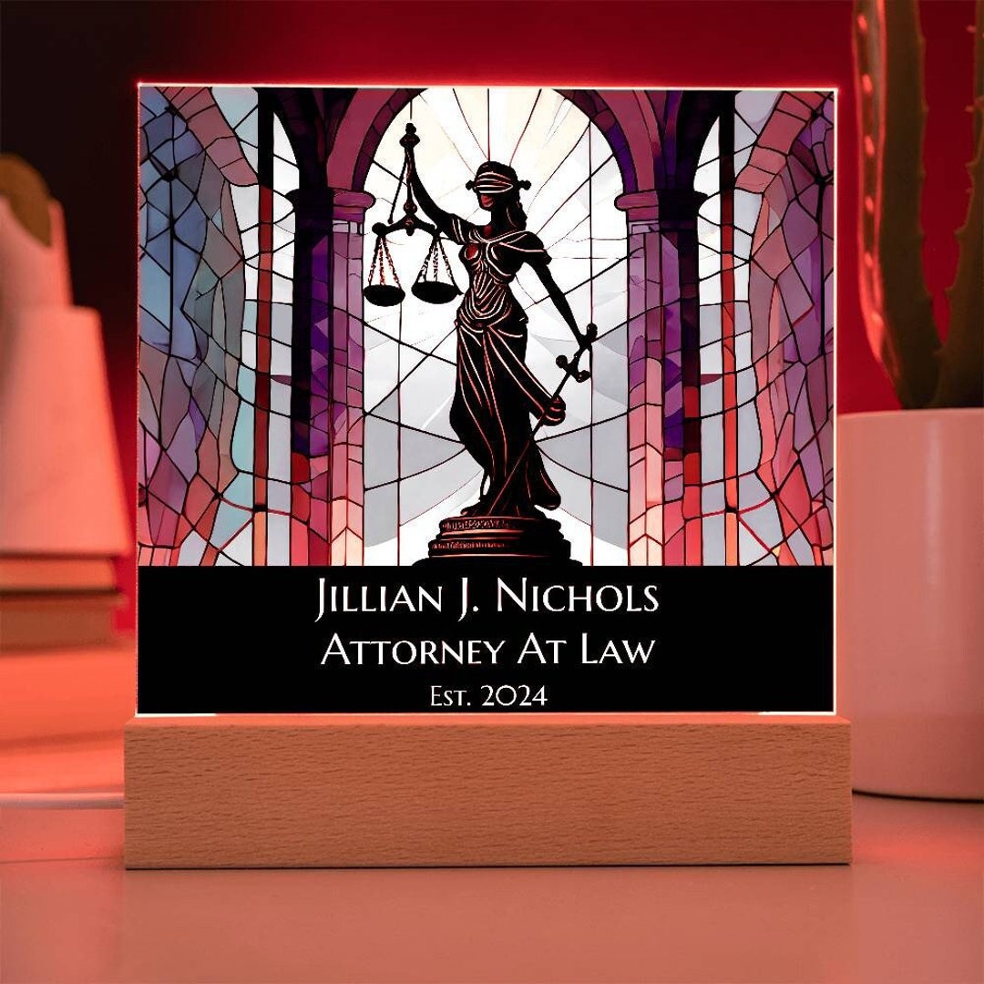 Lady Justice Stained Glass Acrylic Plaque, Personalized Law Gift - Etsy