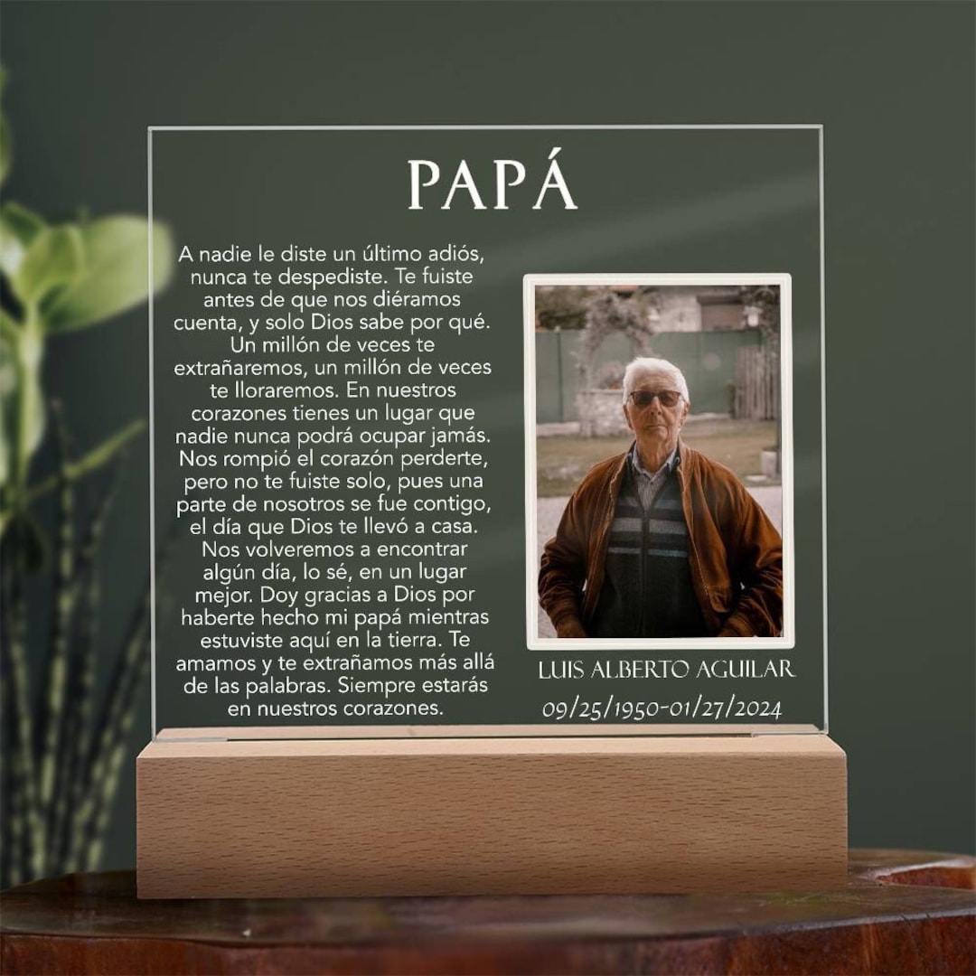 Personalized Spanish Memorial Photo Plaque - Loss of Father Remembrance ...
