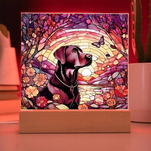 Black Lab Stained Glass Acrylic Plaque: LED Nightlight, Dog Memorial - Etsy
